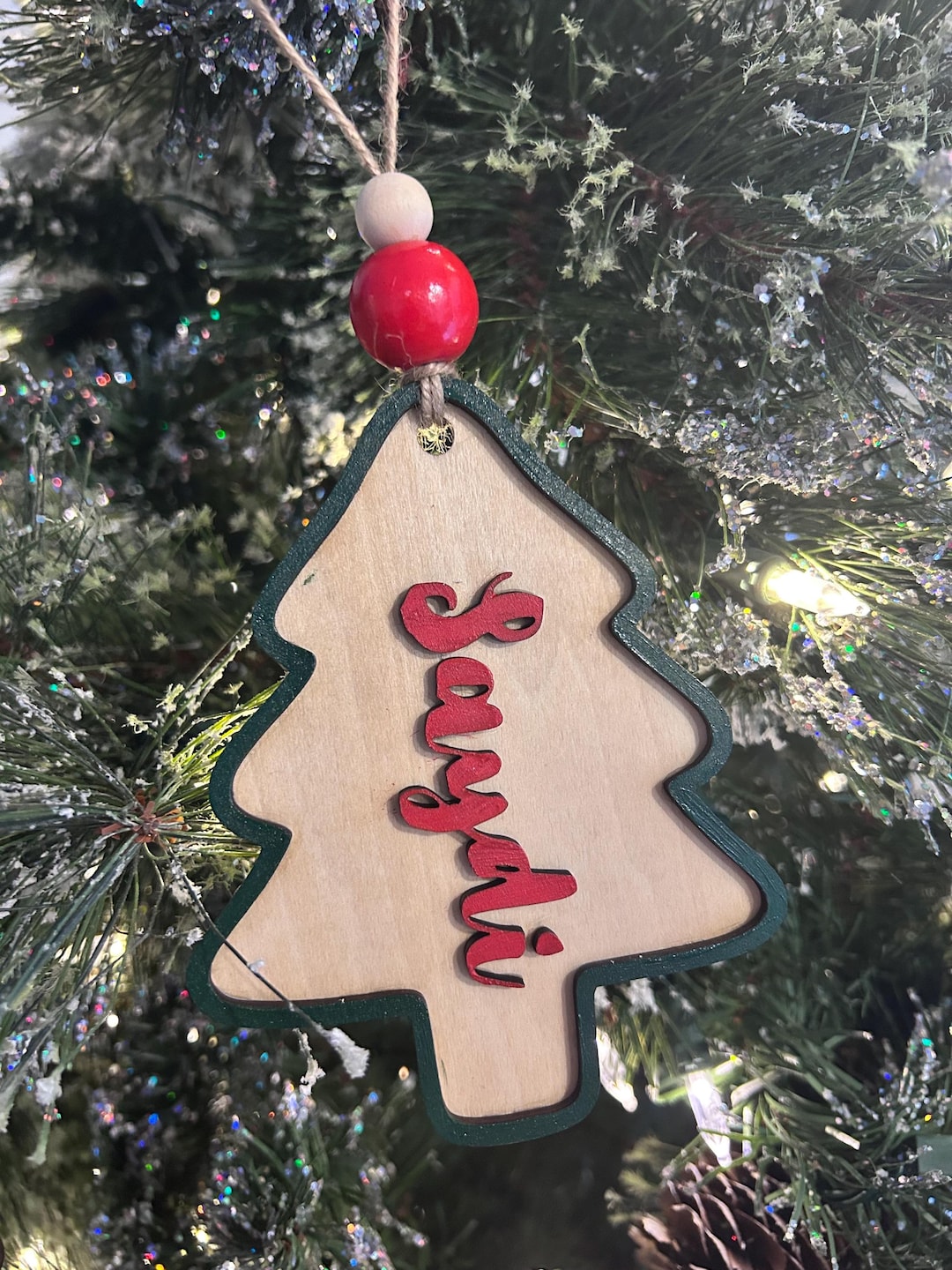 Personalized Wood Christmas Tree Ornament – Rustic Name Tag - Etsy