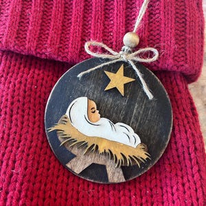 Rustic Nativity Ornament | Baby Jesus Nativity | Farmhouse Christmas ...
