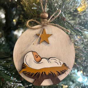 Rustic Nativity Ornament | Baby Jesus Nativity | Farmhouse Christmas ...