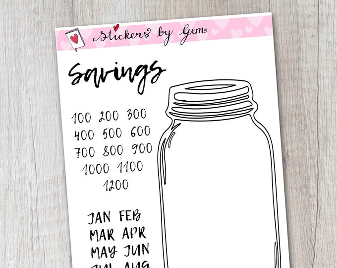 Bullet Journal Planner Stickers Savings Jar/tracker - Etsy UK