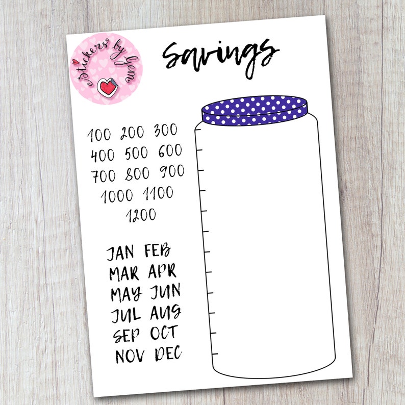 Bullet Journal Planner Stickers Savings Jar/Tracker | Etsy