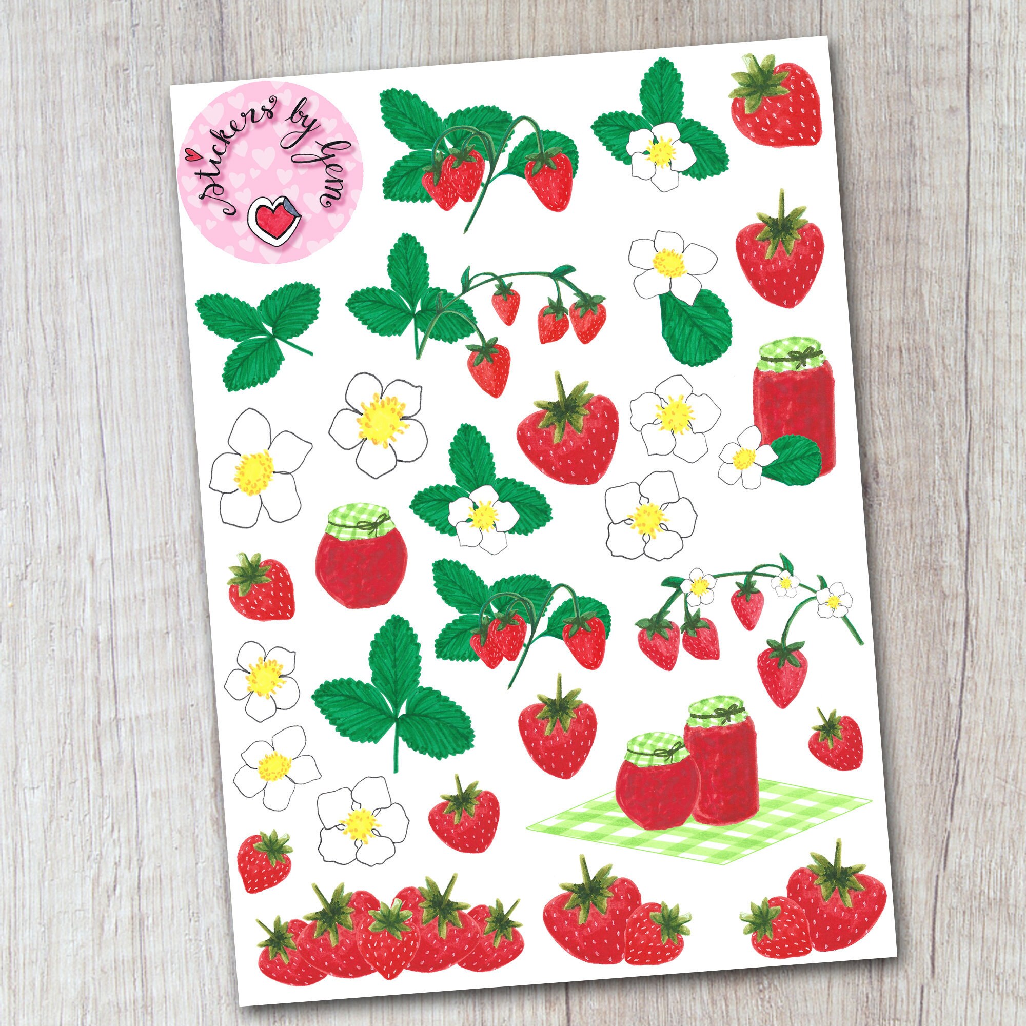 Summer Sticker Strawberry Sticker Cute Sticker | Bullet Journal Sticker ...