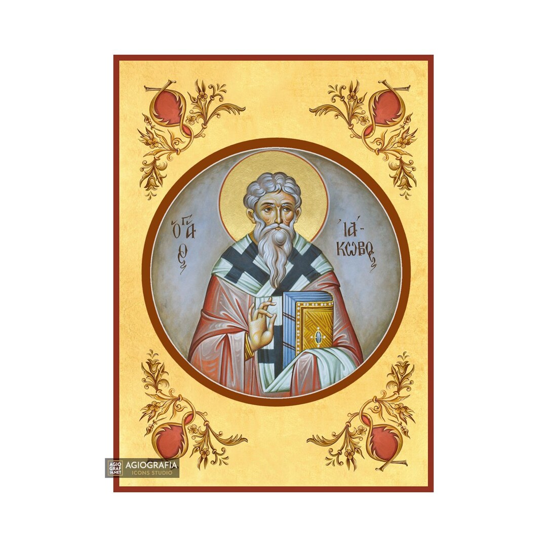 22k Saint Apostle Jacob the Great Christian Orthodox Icon on Wood With ...