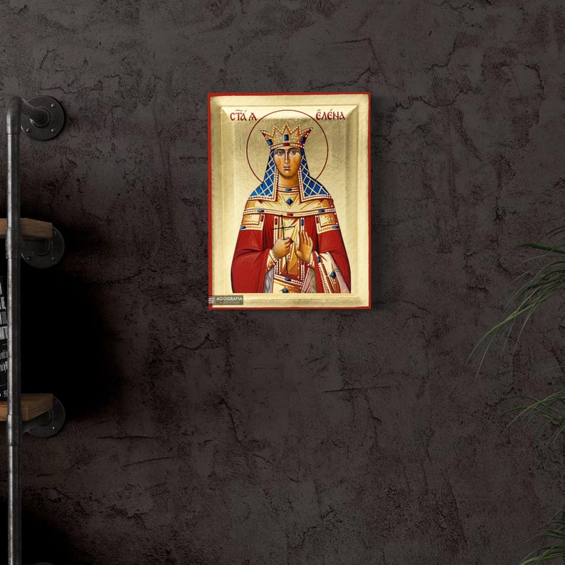 Saint Helen Christian Orthodox Icon on Wood With Gold Leaf Background ...