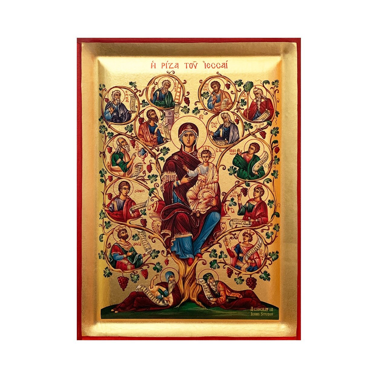 Tree of Jesse Handcrafted Icon With GOLD LEAVES Background in - Etsy