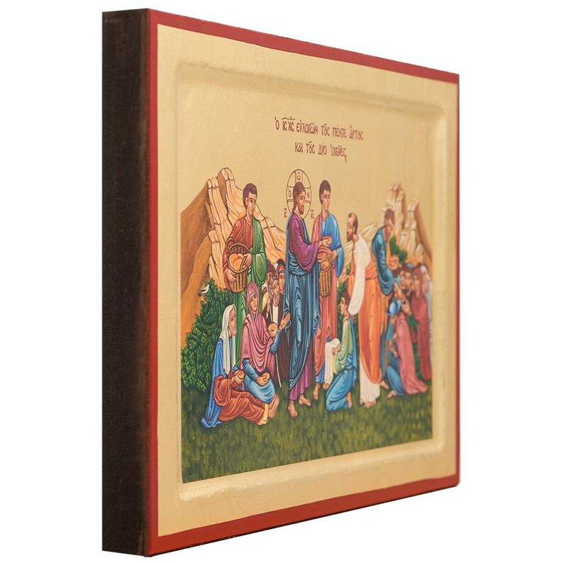 18 Karats Jesus Christ Blessing the Bread and Fish Greek Orthodox Wood ...