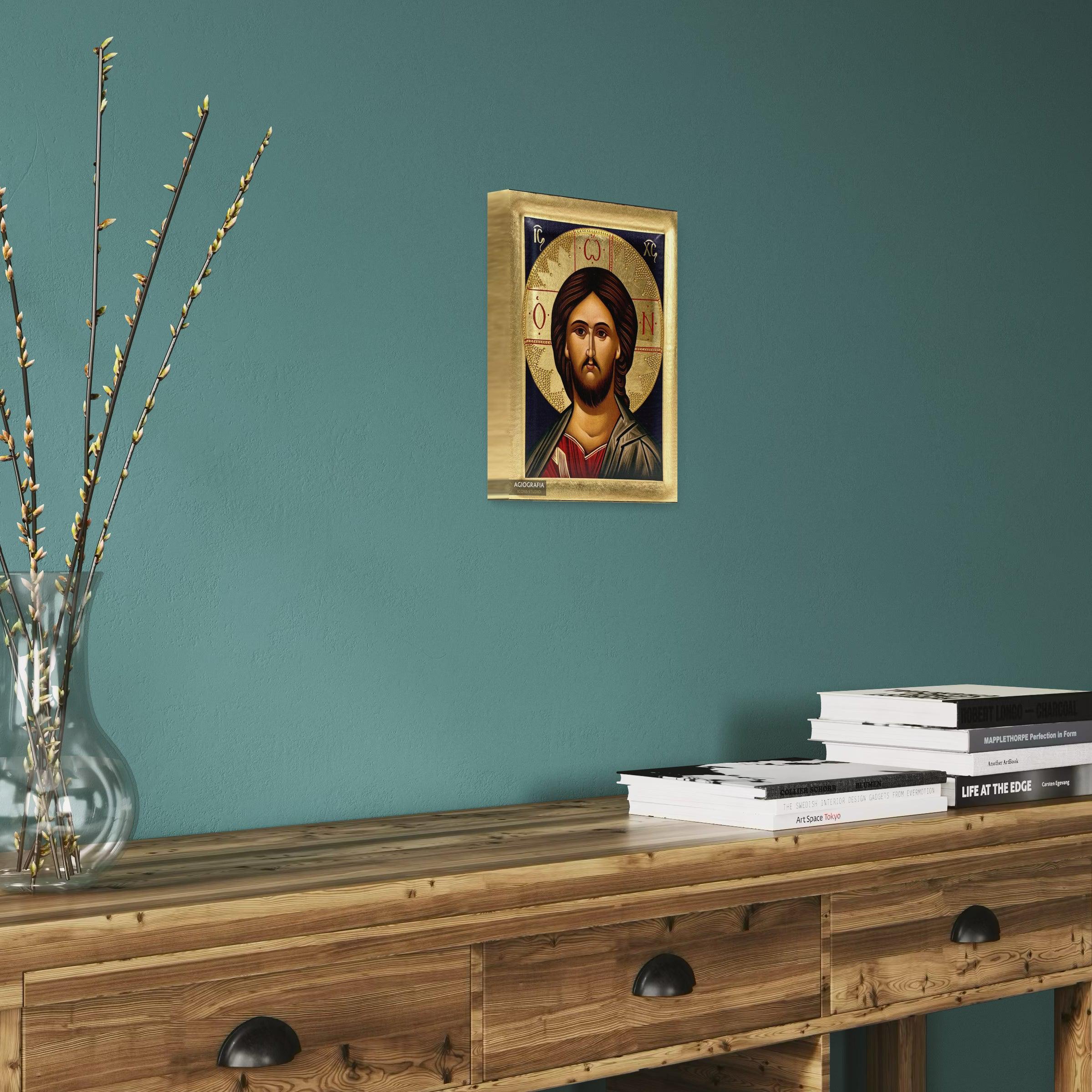 Jesus Christ Orthodox Handcrafted Icon GOLD LEAVES Background in ...