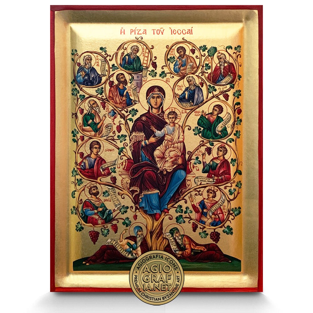 Tree of Jesse Handcrafted Icon With GOLD LEAVES Background in - Etsy