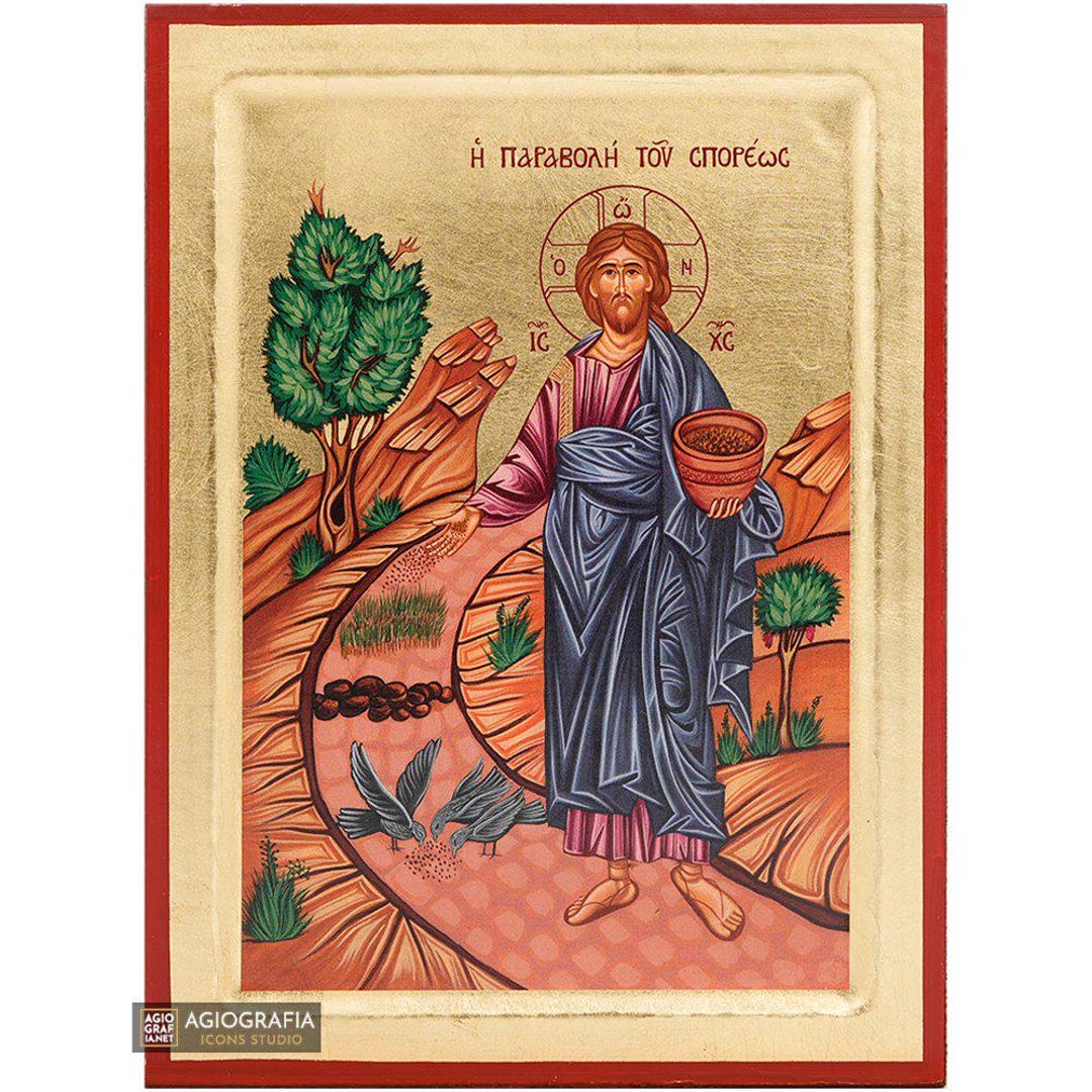 18 Karats Jesus Christ the Parable of the Sower Greek Orthodox Wood ...