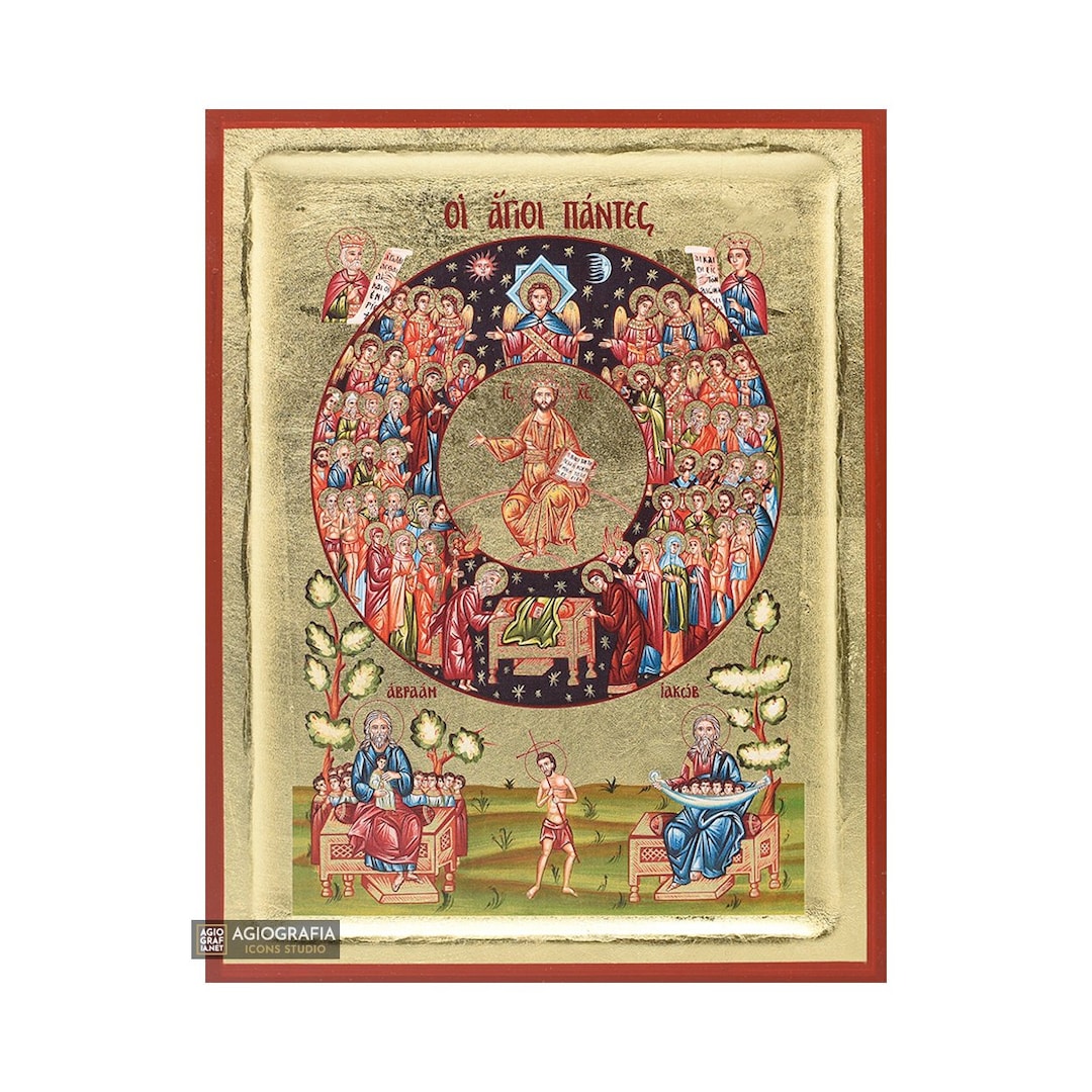 18k All Saints Christian Orthodox Icon on Wood With Gold Leaf ...