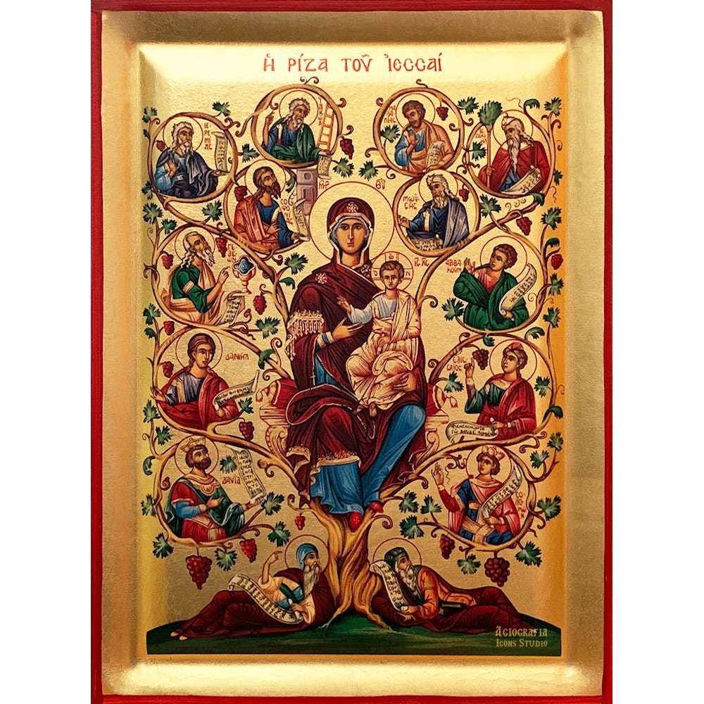 Tree of Jesse Handcrafted Icon With GOLD LEAVES Background in - Etsy