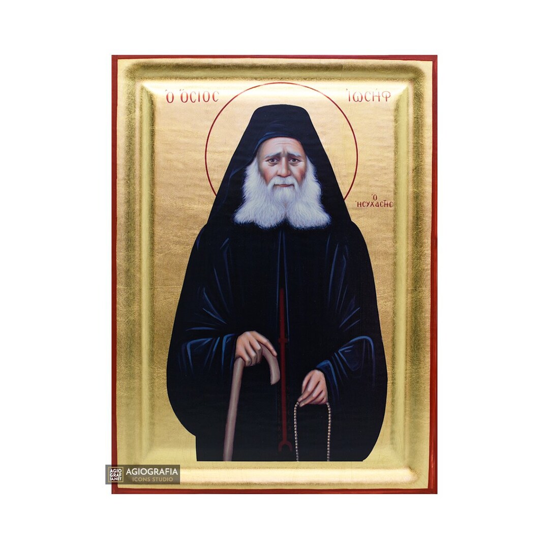 Saint Joseph the Hesychast From Mount Athos handcrafted Icon With GOLD ...