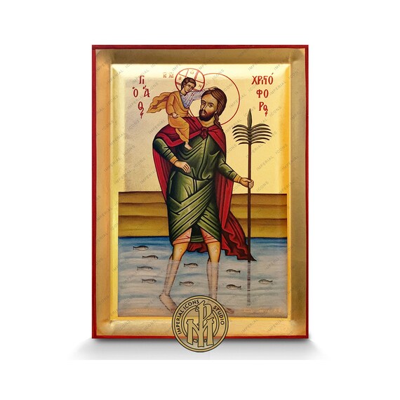 Saint Christopher Christ Original Mt Athos Orthodox Icon | Etsy