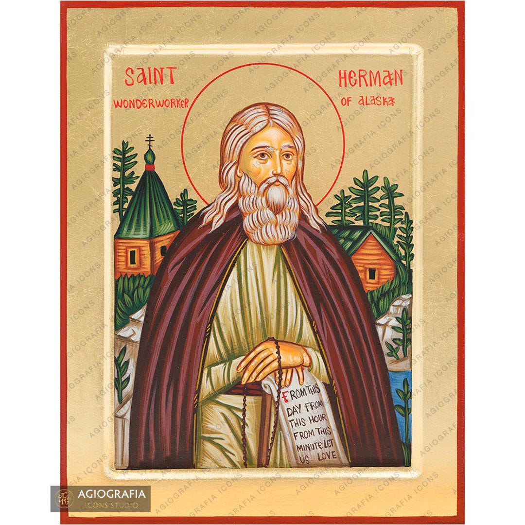 Saint Herman of Alaska Handwritten Christian Orthodox Icon on Wood With ...