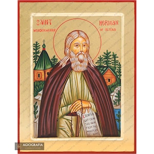 Saint Herman of Alaska Handwritten Christian Orthodox Icon on Wood With ...