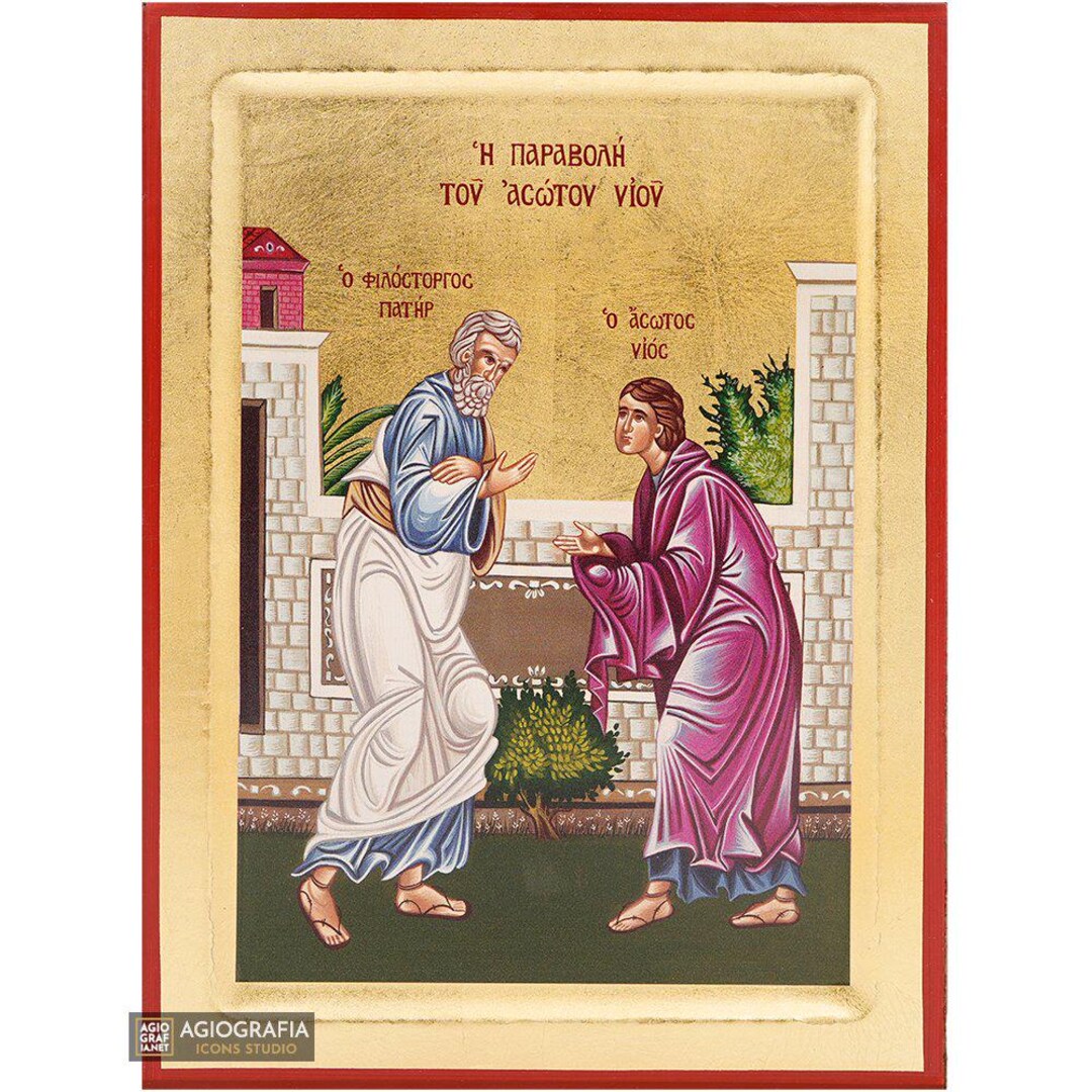 18k Parable of the Prodigal Son Christian Orthodox Icon on Wood With ...