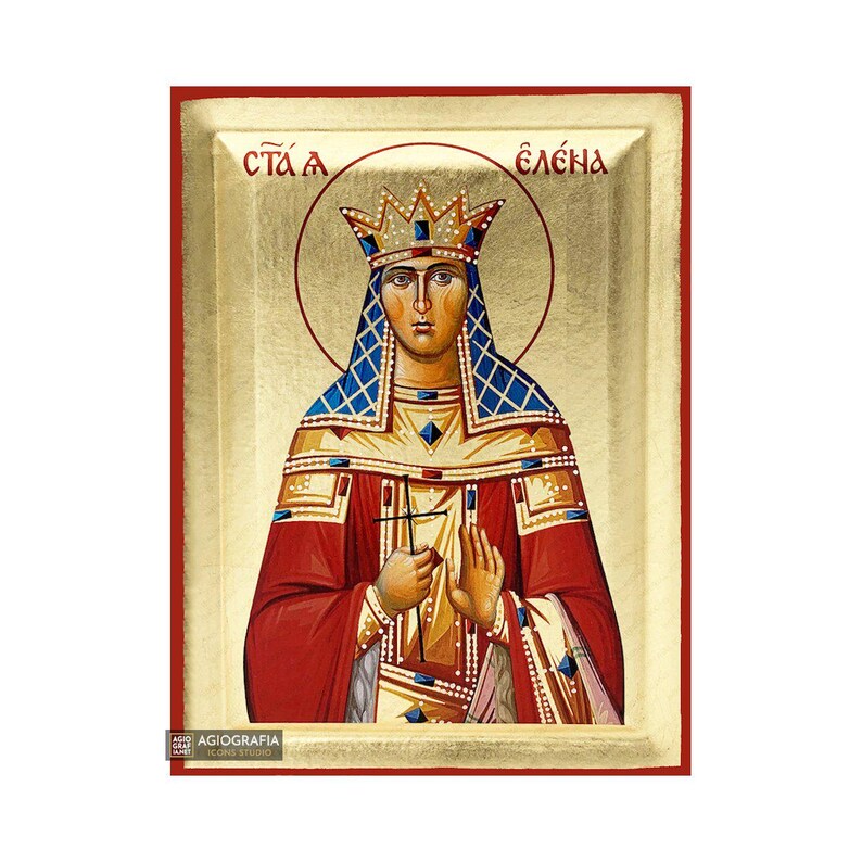 Saint Helen Christian Orthodox Icon on Wood With Gold Leaf Background ...