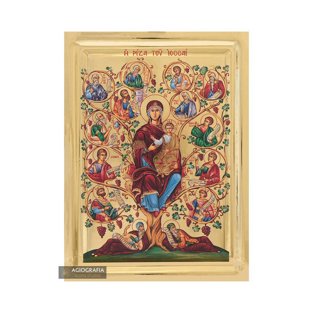 Tree of Jesse Christian Orthodox Icon on Wood With Gilding Effect ...