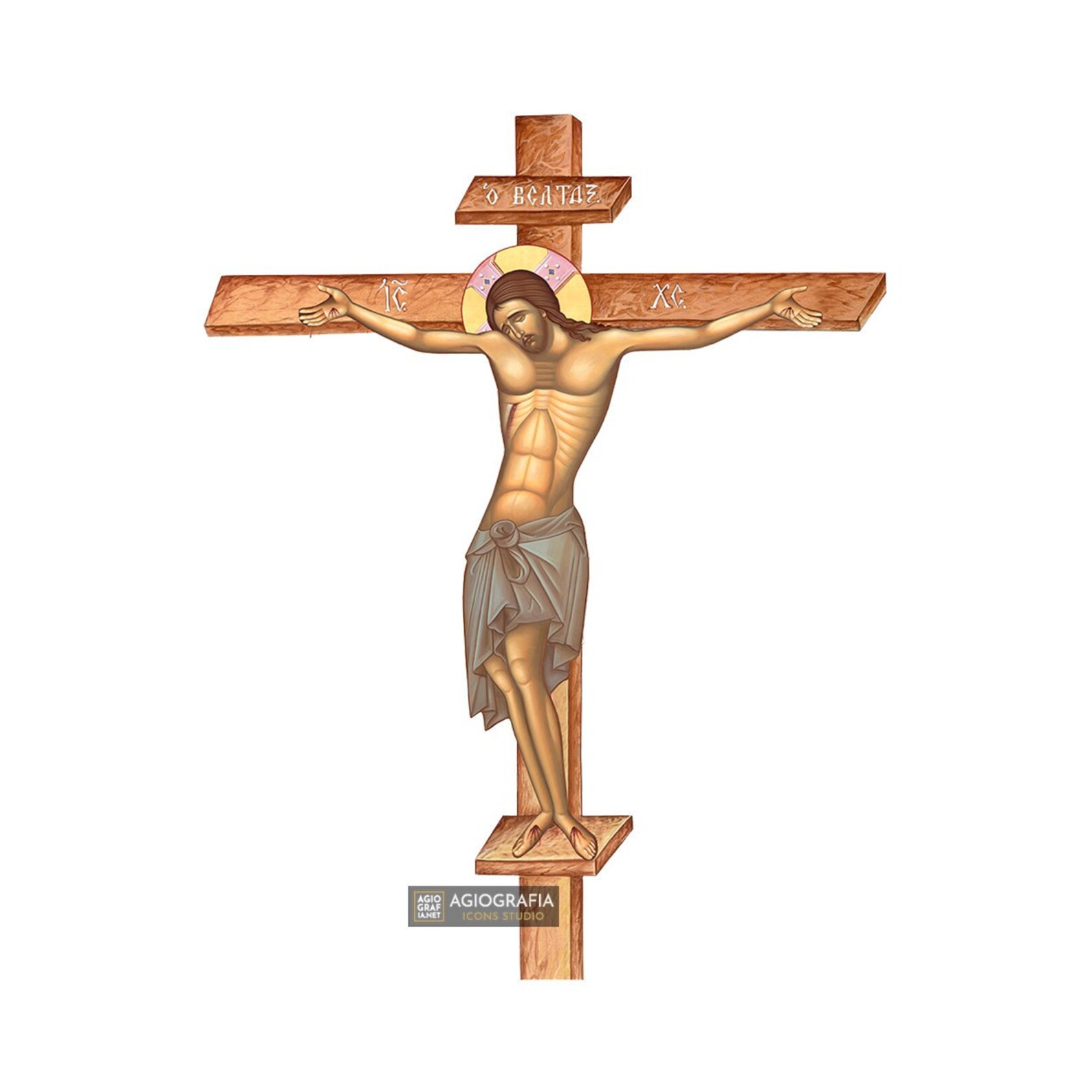22k Crucifixion Jesus Christ on the Cross With 22k Gold Leaf Halo Laser ...