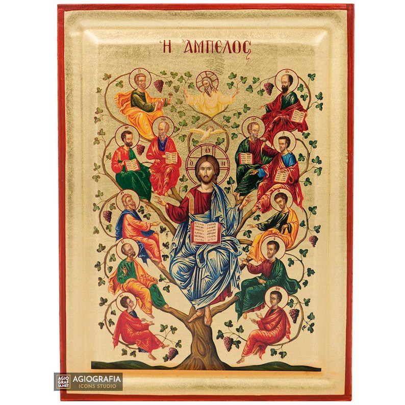 Jesus Christ Tree of Life (the Vine / Ampelos) Christian Orthodox Icon ...