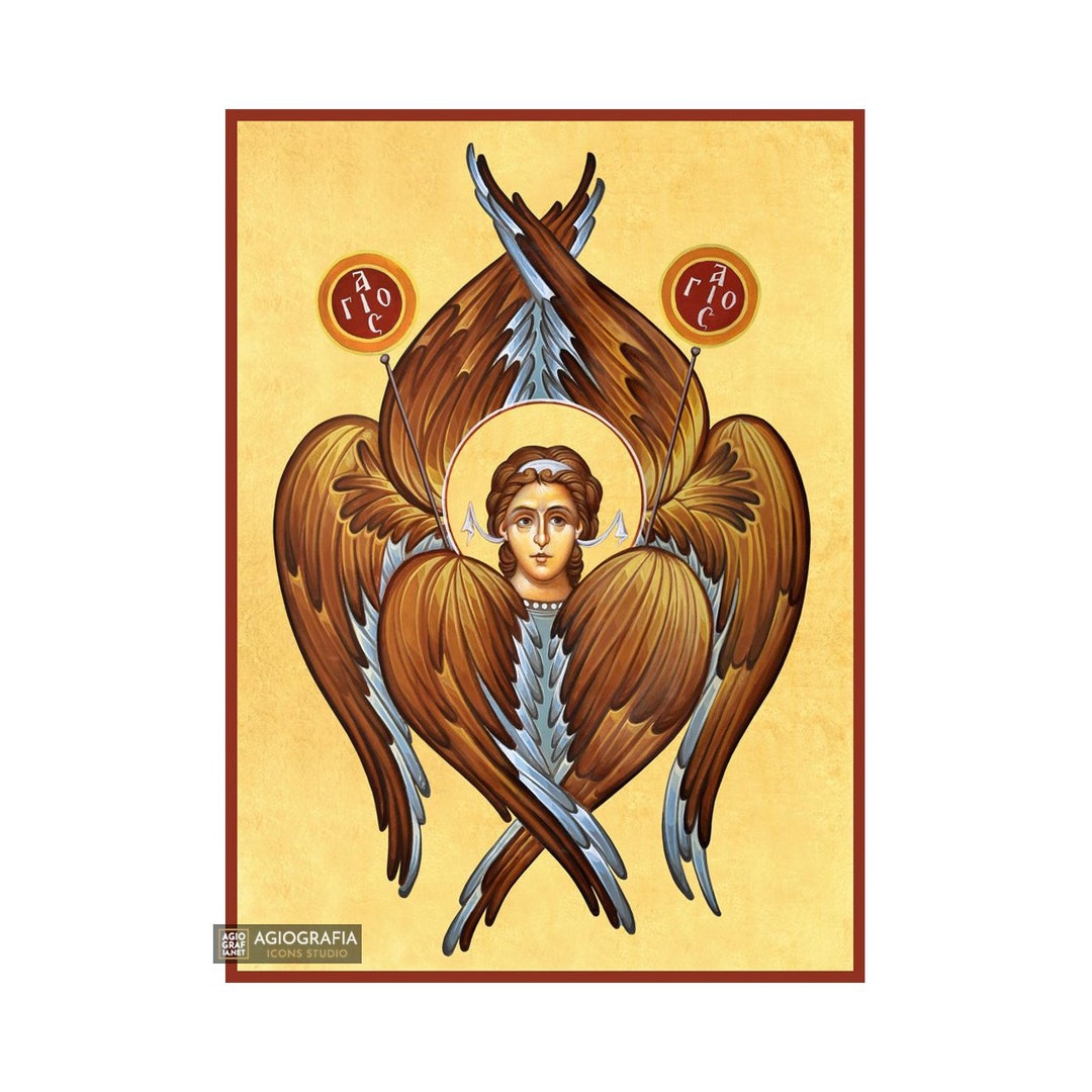 22k Seraphim Christian Orthodox Icon on Wood With Gold Leaf Background ...