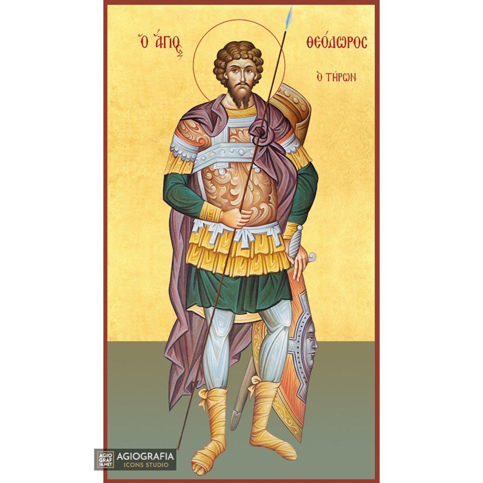 Saint Theodore Tyro - GOLD LEAF 22k - Wood - Handcrafted Icon - Mounted ...