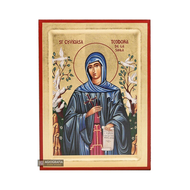 18k Saint Theodora From Romania Christian Orthodox Icon on Wood With ...