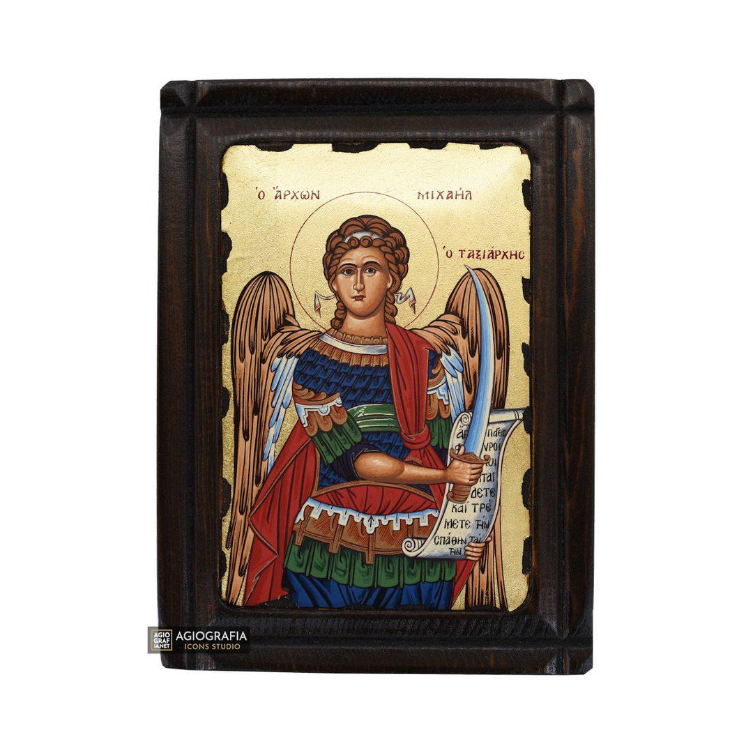 Archangel Michael GOLD LEAF Background - Wood - Handcrafted Icon ...