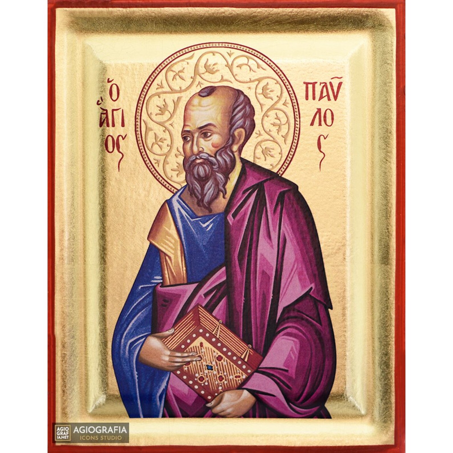 Saint Apostle Paul Handcrafted Icon With GOLD LEAVES Background in ...