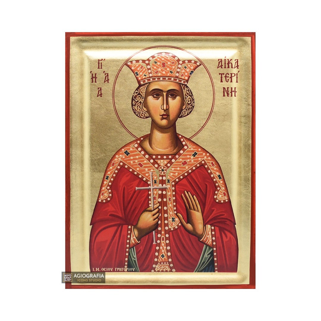 Saint Catherine Gold Leaf Background Orthodox Icon Silk Screen ...