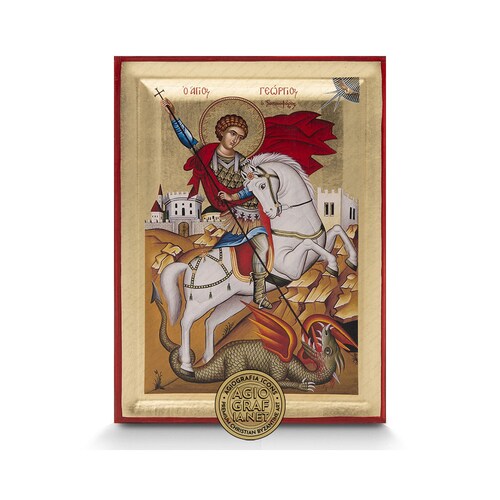 Saint George Handcrafted Icon With GOLD LEAVES Background in a - Etsy