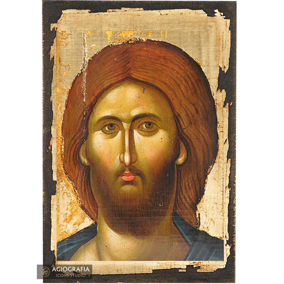 Jesus Christ the Almighty (pantokrator) Aged Christian Orthodox Icon on ...