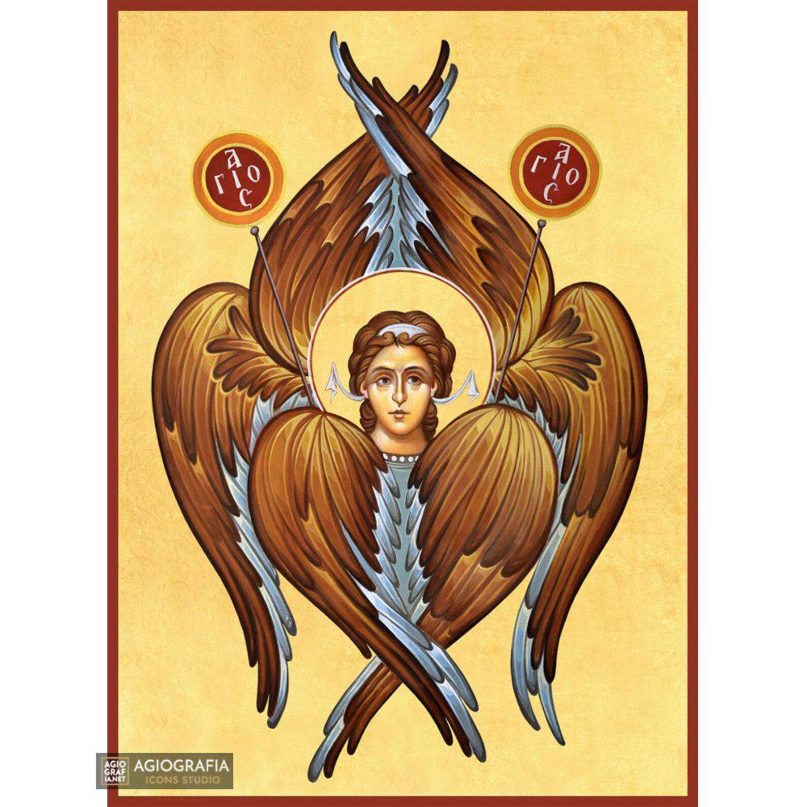 22k Seraphim Christian Orthodox Icon on Wood With Gold Leaf Background ...