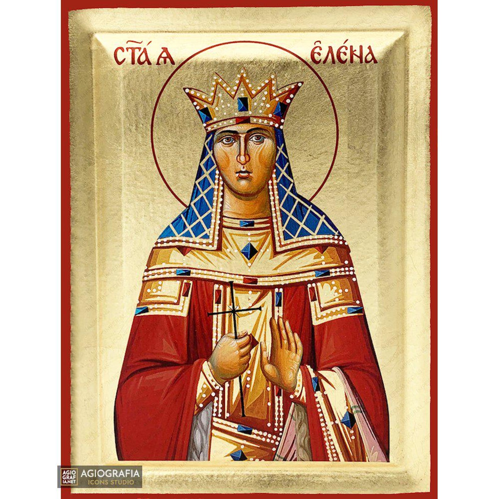 Saint Helen Christian Orthodox Icon on Wood With Gold Leaf Background ...