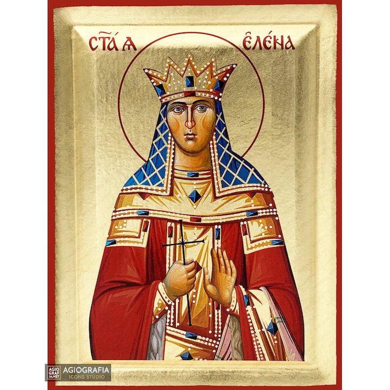 Saint Helen Christian Orthodox Icon on Wood With Gold Leaf Background ...