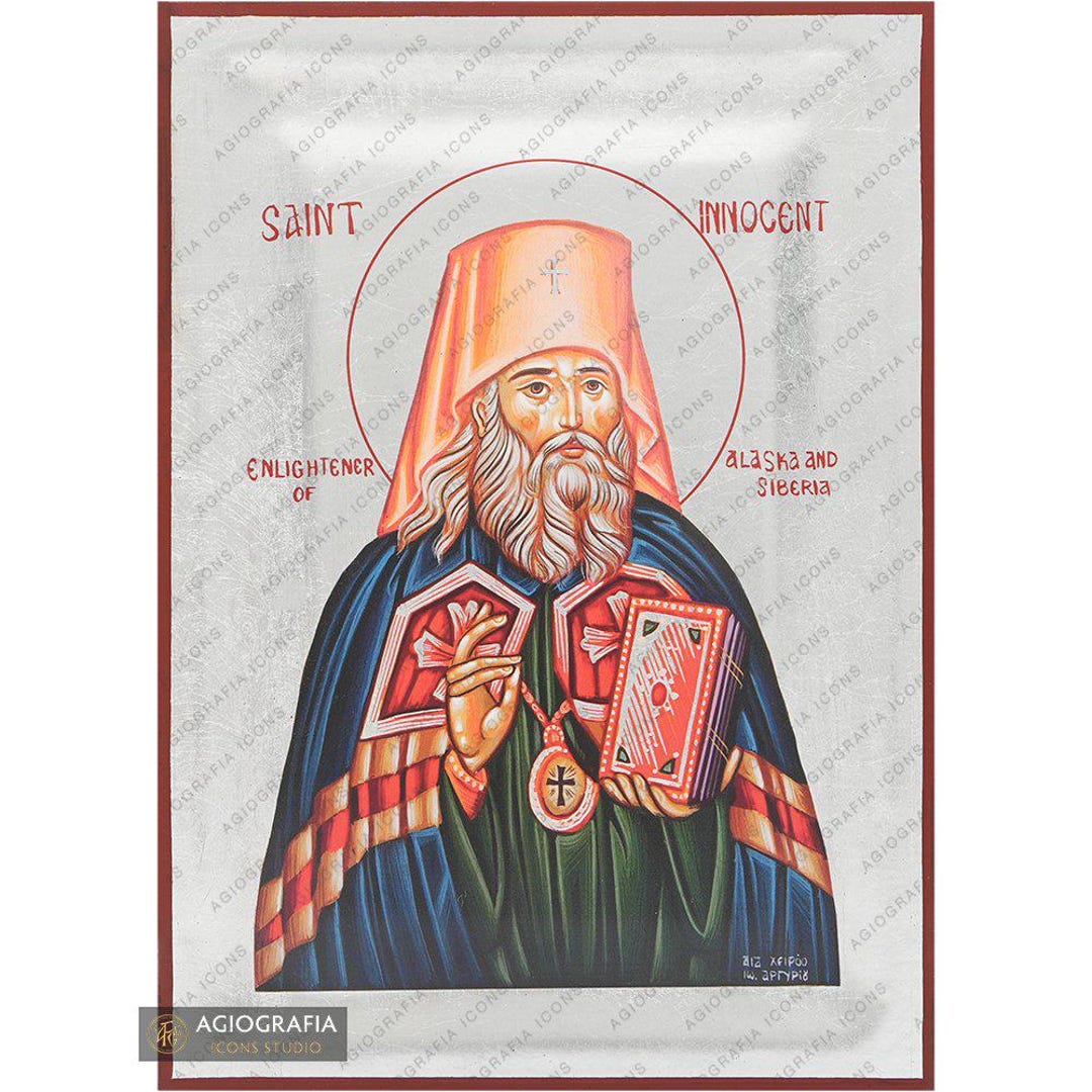 St Innocent Exclusive Orthodox Icon on Wood With Pure Silver Leaves ...