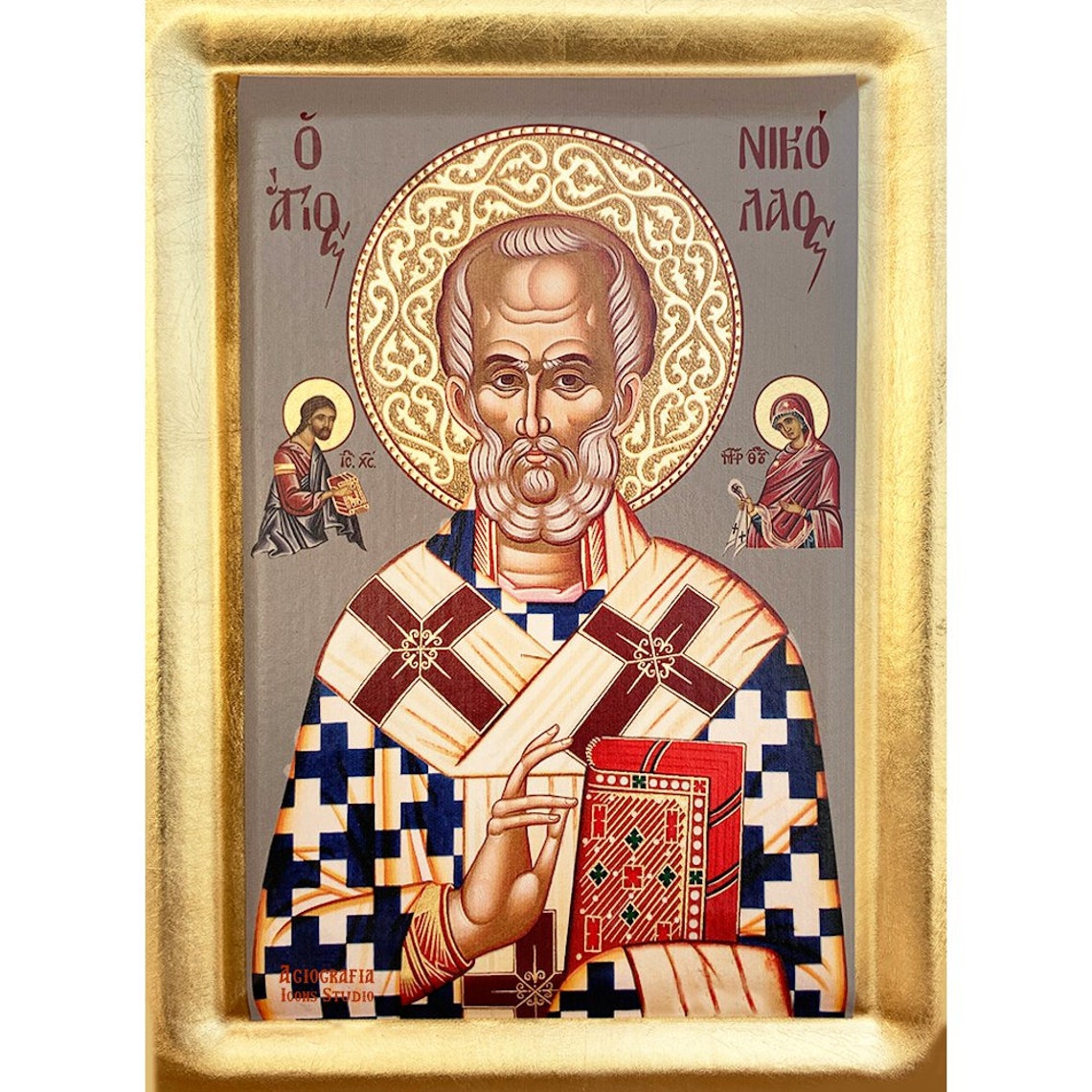 St Nicholas Handcrafted Icon With GOLD LEAVES Background in a - Etsy