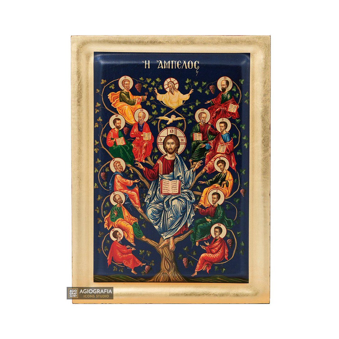 Jesus Christ Tree of Life (the Vine) Handcrafted Icon GOLD LEAVES ...