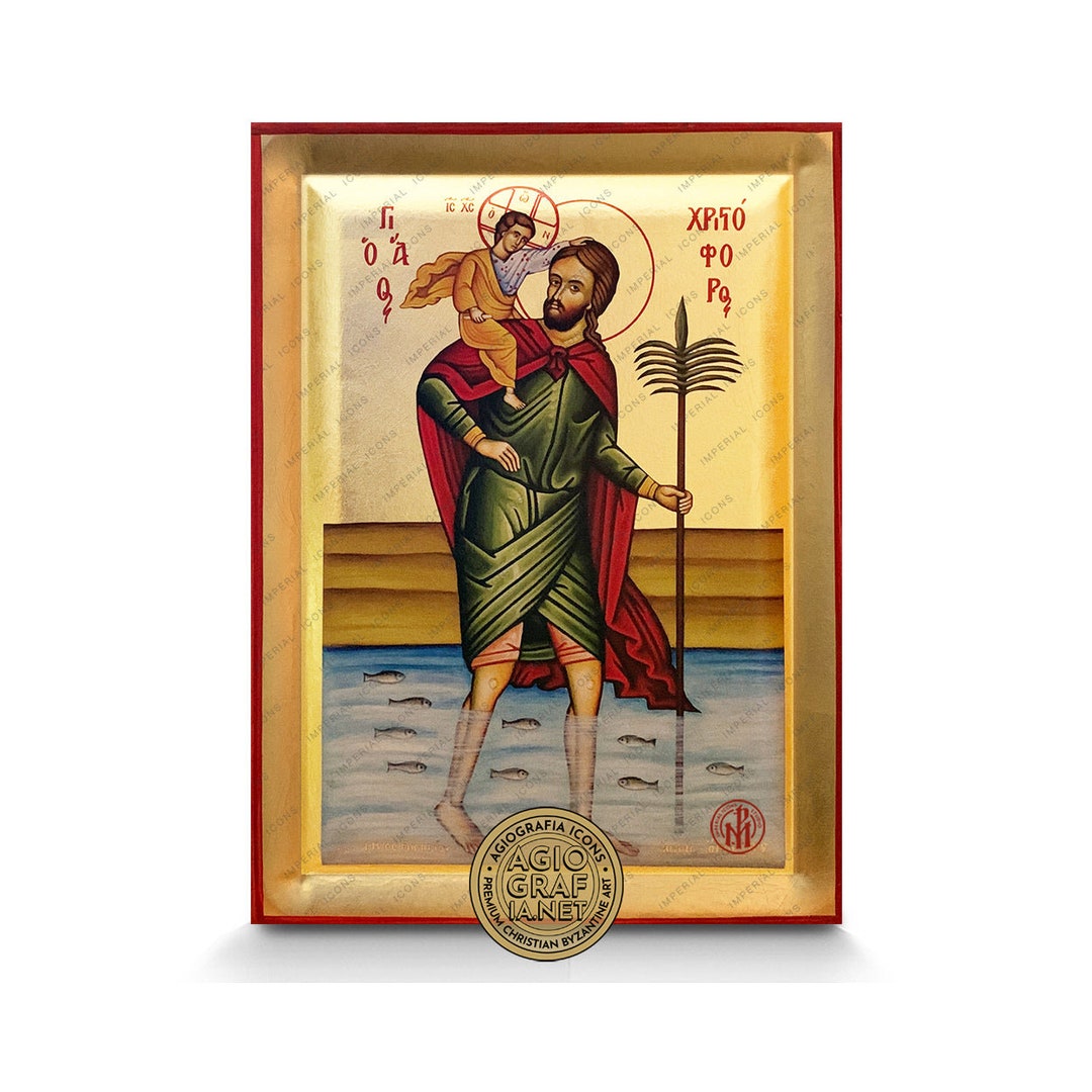 Saint Christopher Christ Original Mt Athos Orthodox Icon - Etsy