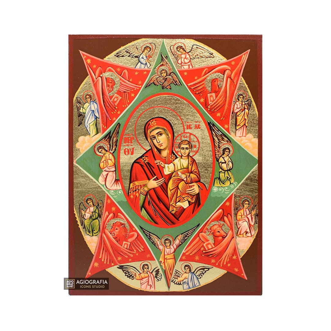 Virgin Mary the Unburnt Bush Orthodox Icon on Wood With Matte Gold ...