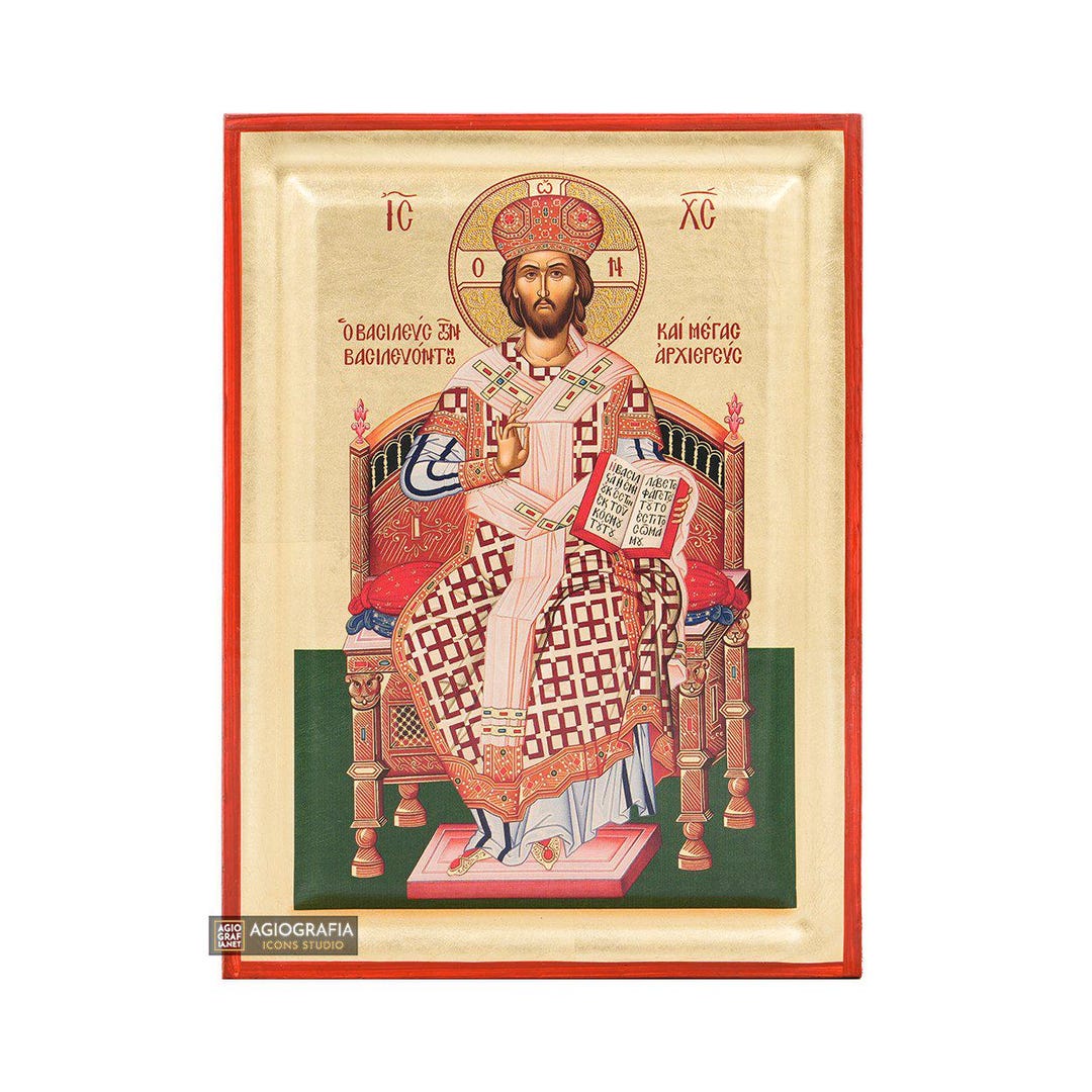 Jesus Christ Great Archbishop Handcrafted Icon With GOLD LEAVES ...
