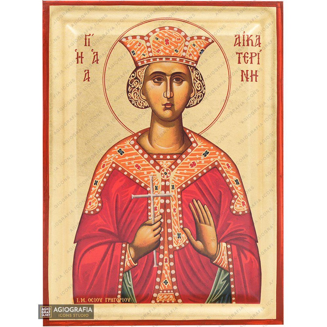 Saint Catherine Gold Leaf Background Orthodox Icon - Silk Screen ...