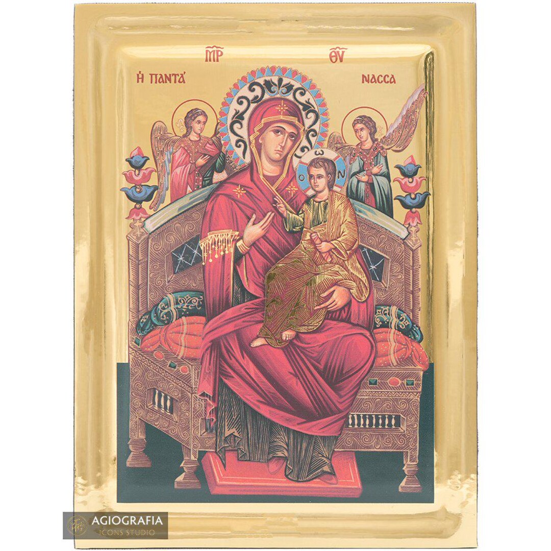 Virgin Mary Queen of All Christian Orthodox Icon on Wood With Gilding ...