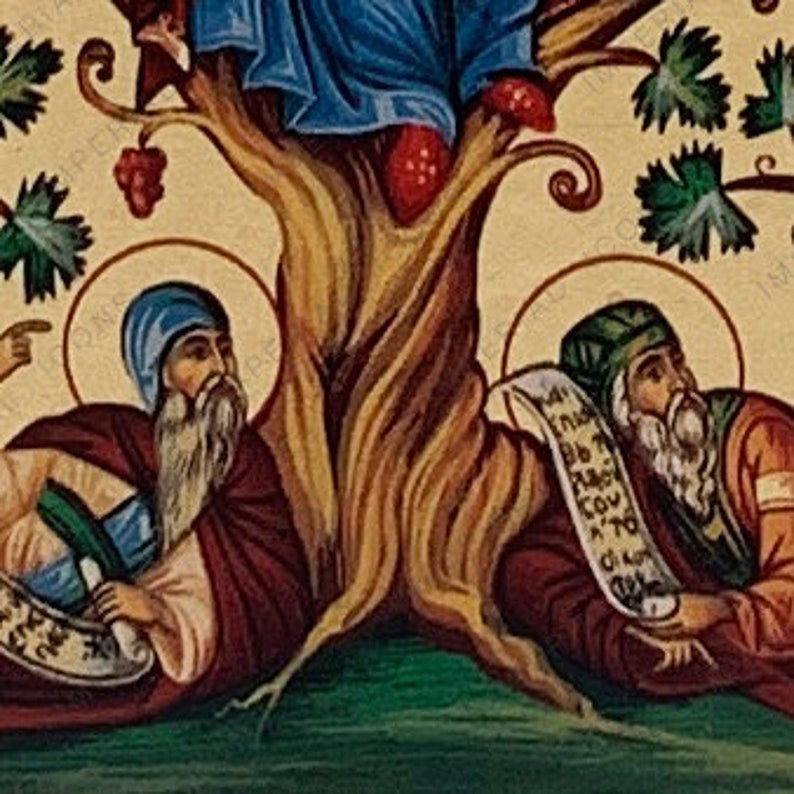 Tree of Jesse Handcrafted Icon with GOLD LEAVES background in | Etsy