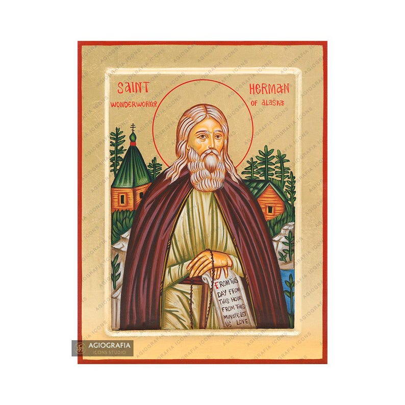 Saint Herman of Alaska Handwritten Christian Orthodox Icon on Wood With ...