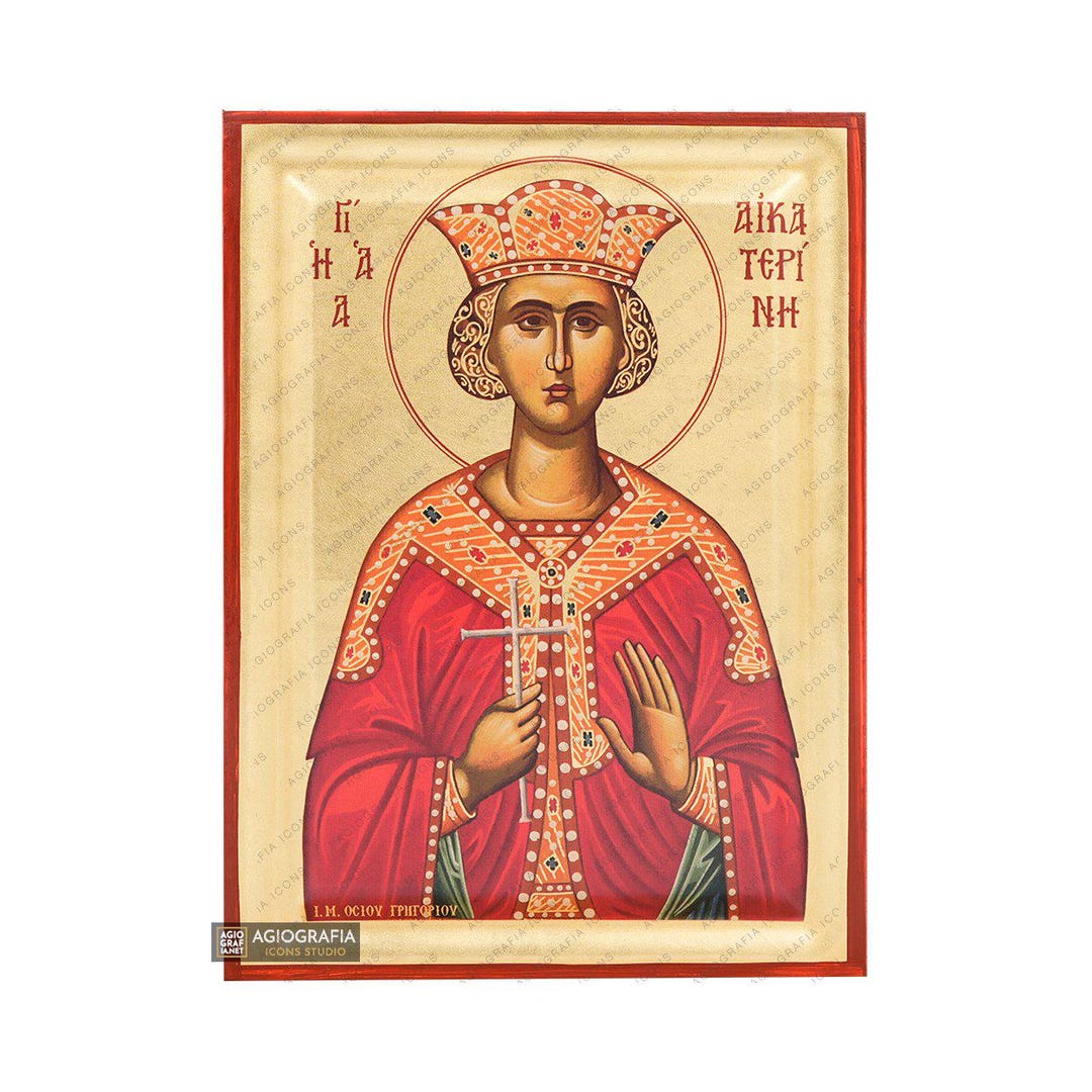 Saint Catherine Gold Leaf Background Orthodox Icon - Silk Screen ...