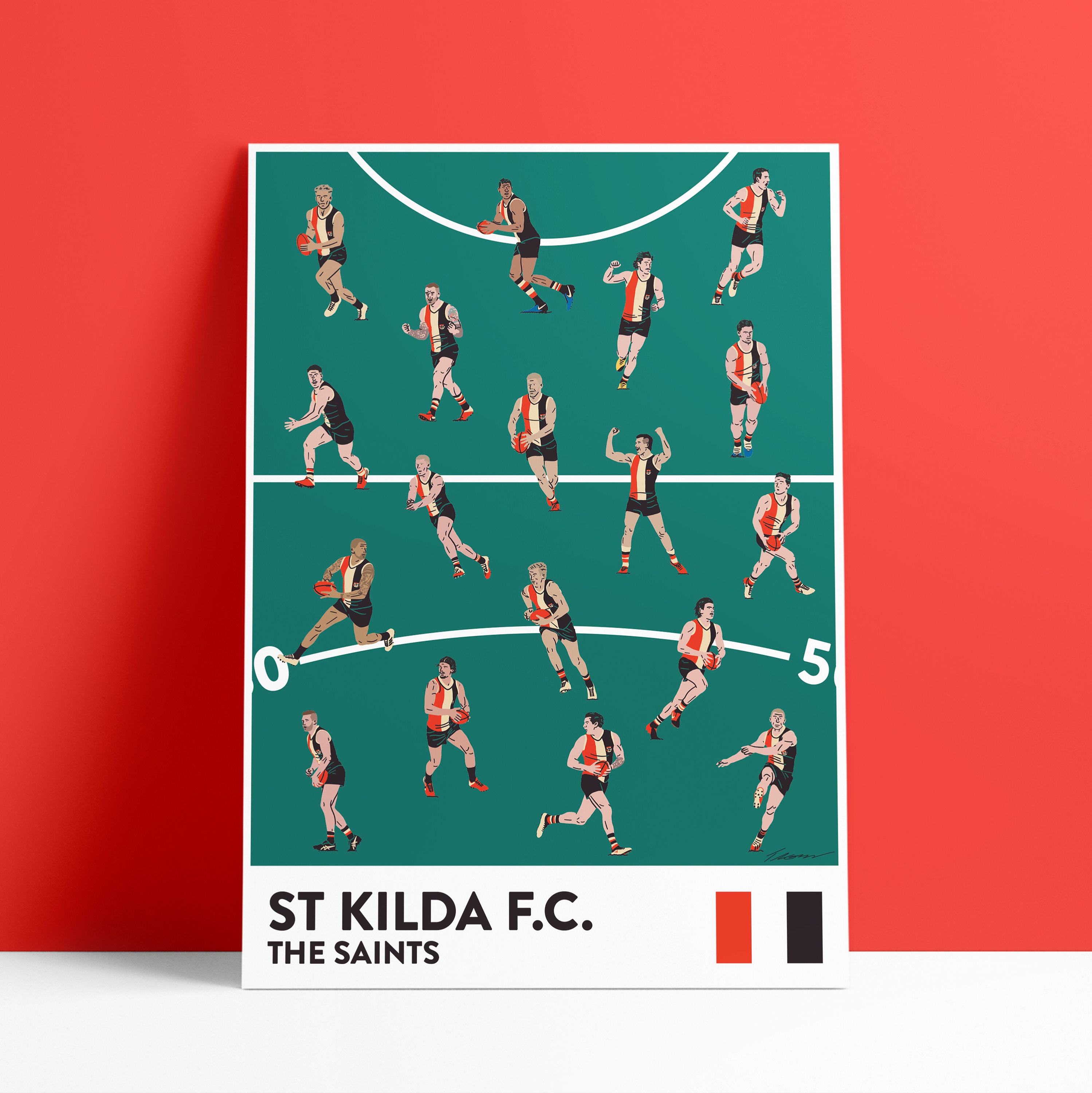 AFL St Kilda Saints Footy Print Illustrated Poster - Etsy Australia