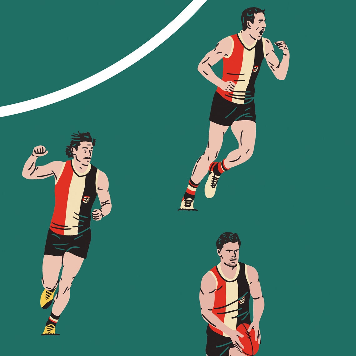 AFL St Kilda Saints Footy Print Illustrated Poster - Etsy