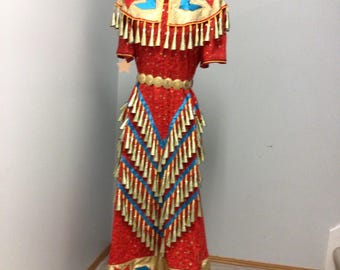 Pow Wow Regalia Native American Girls Pink Cotton Jingle Ribbon Dress ...