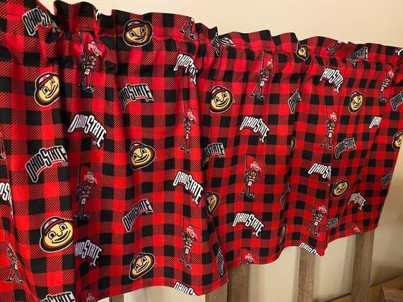 Ohio State Buckeyes Plaid Curtain Valance | Etsy